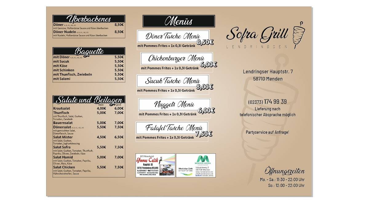 Speisekarte von Sofra Grill restaurant, Menden (Sauerland)