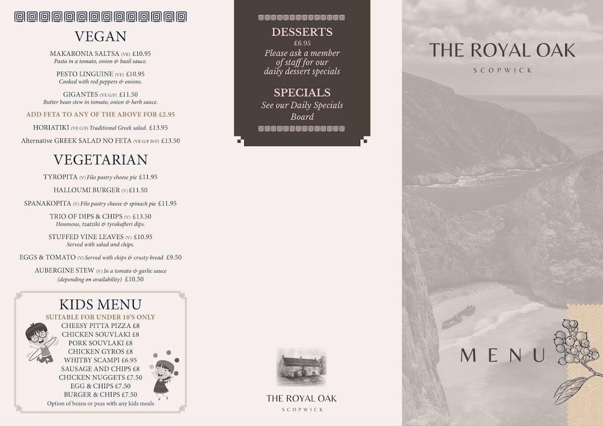 Menu at The Royal Oak Scopwick pub & bar, Metheringham