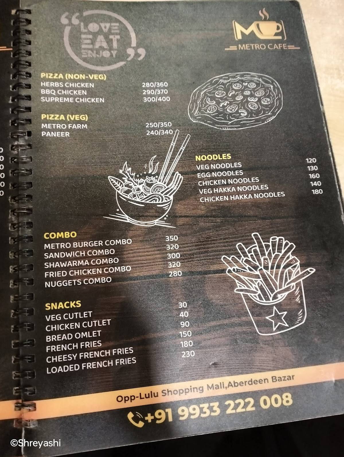 Menu at Metro Cafe Port Blair, Port Blair
