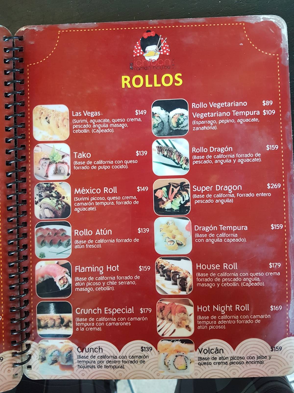 Menu at ichiban restaurant, Mexicali, Calz Independencia 1598-Int. 2