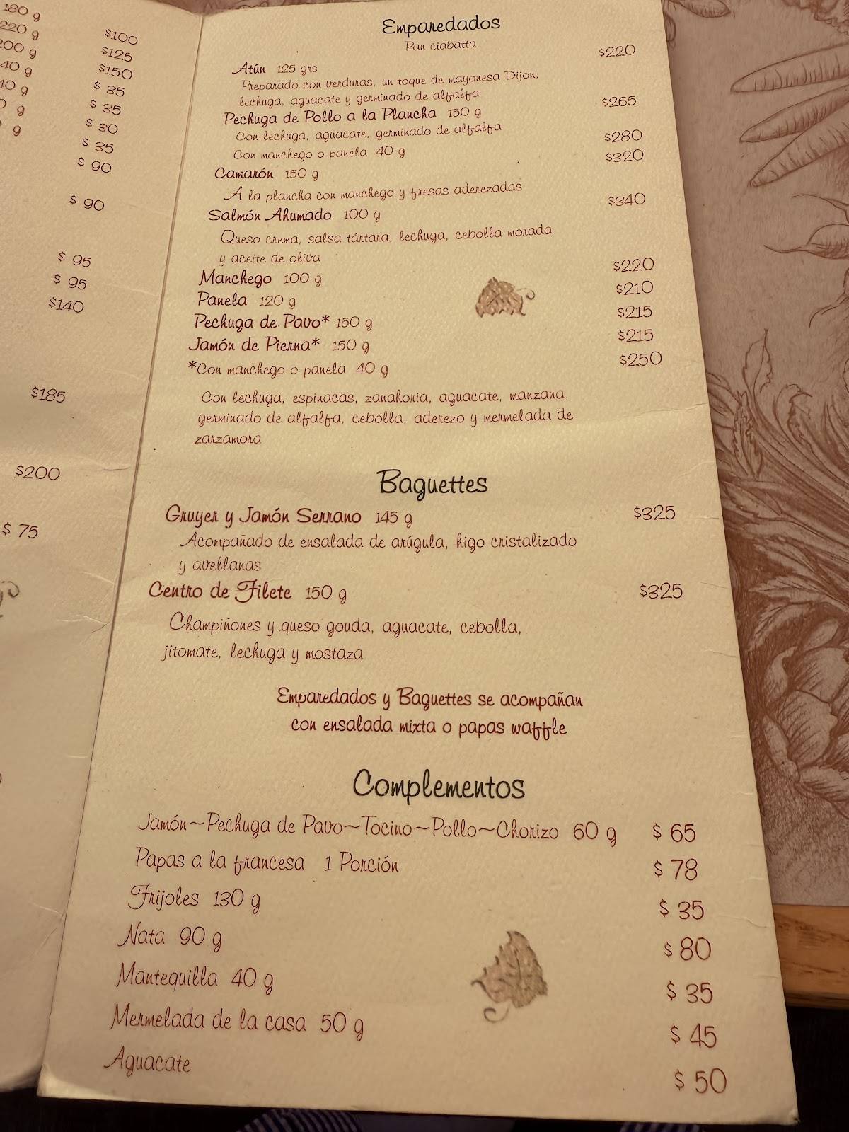 Menu at Maque cafeteria, Mexico City, Av. Emilio Castelar 209 G