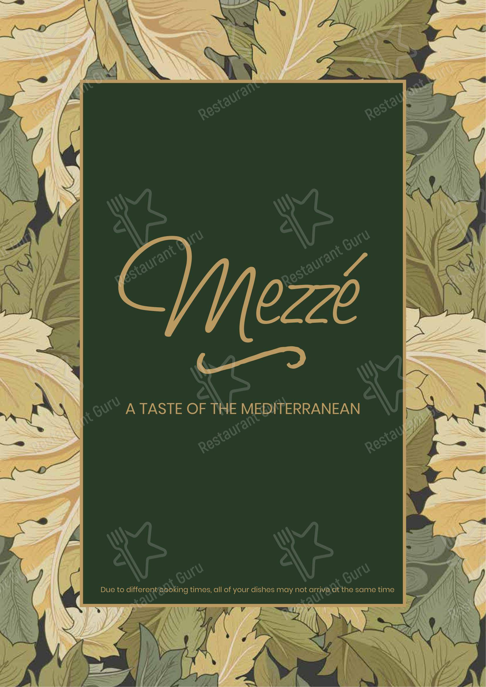Menu at Mezze Downend restaurant, Bristol