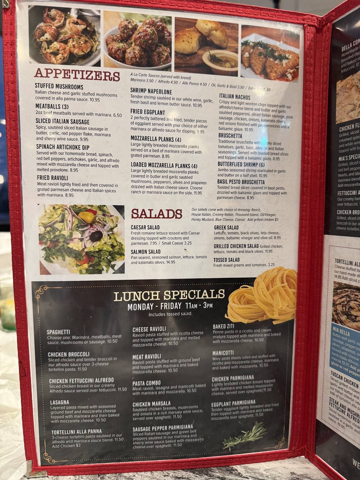Menu at Mia Bella Italian Kitchen restaurant, Miami