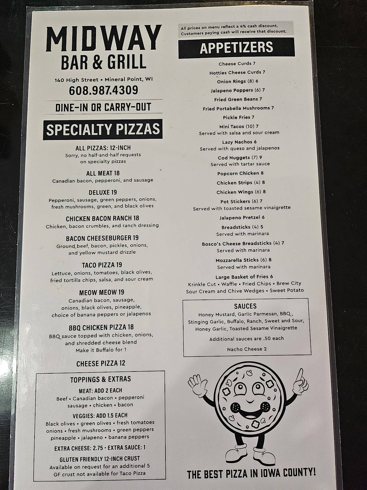 Menu at Midway Bar and Grill, Mineral Point
