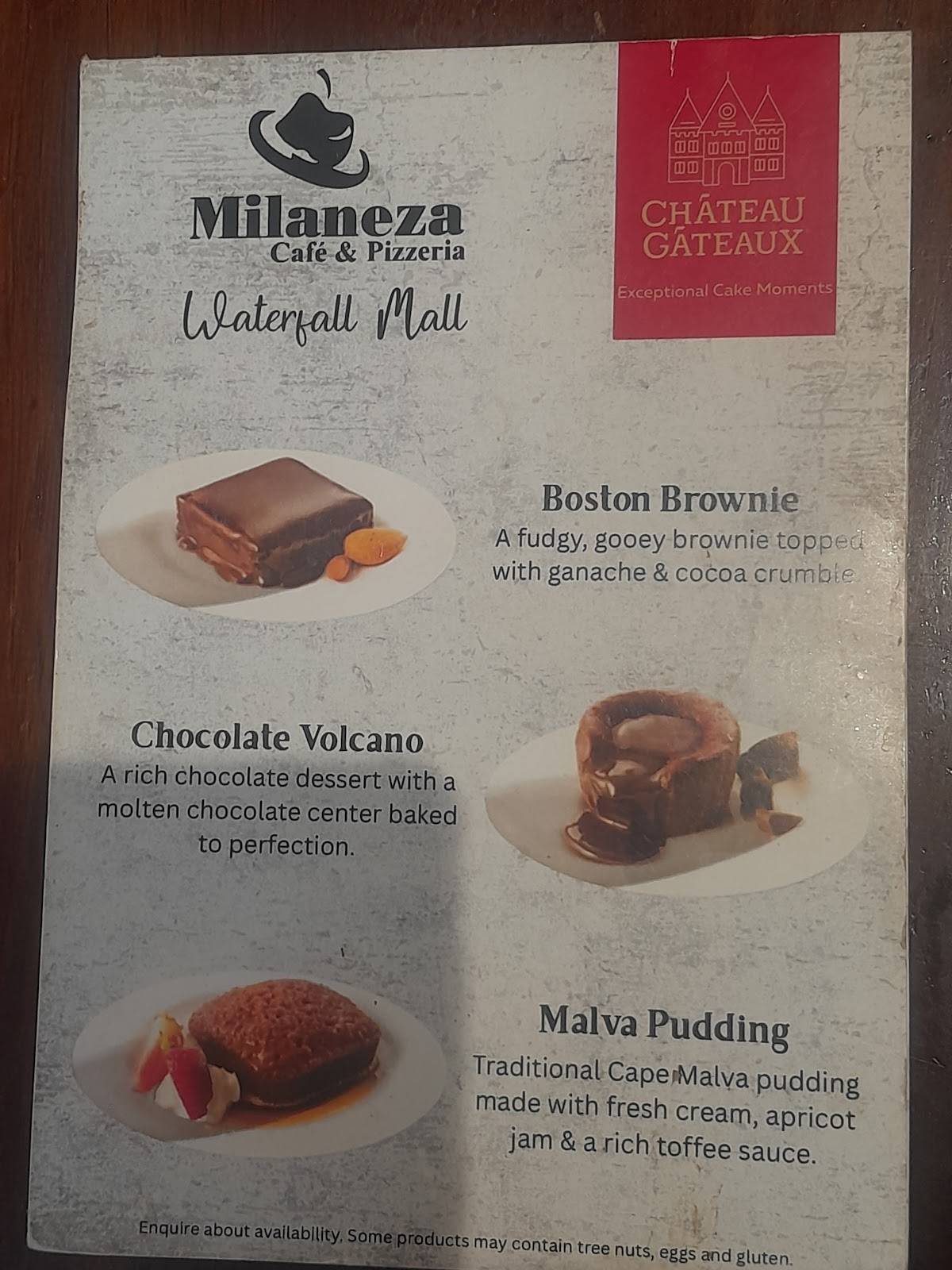 Menu at Milaneza Water fall Mall restaurant, Rustenburg