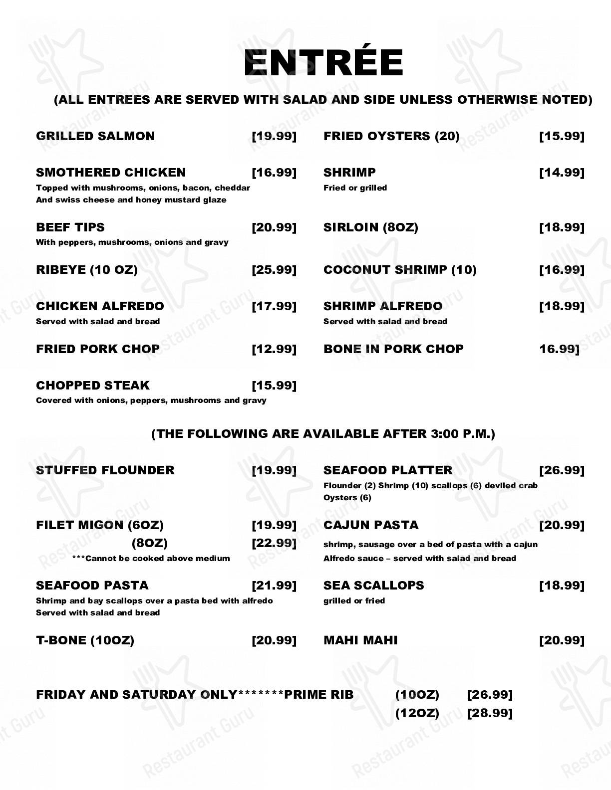 Menu at Mill Street Grill restaurant, Manning