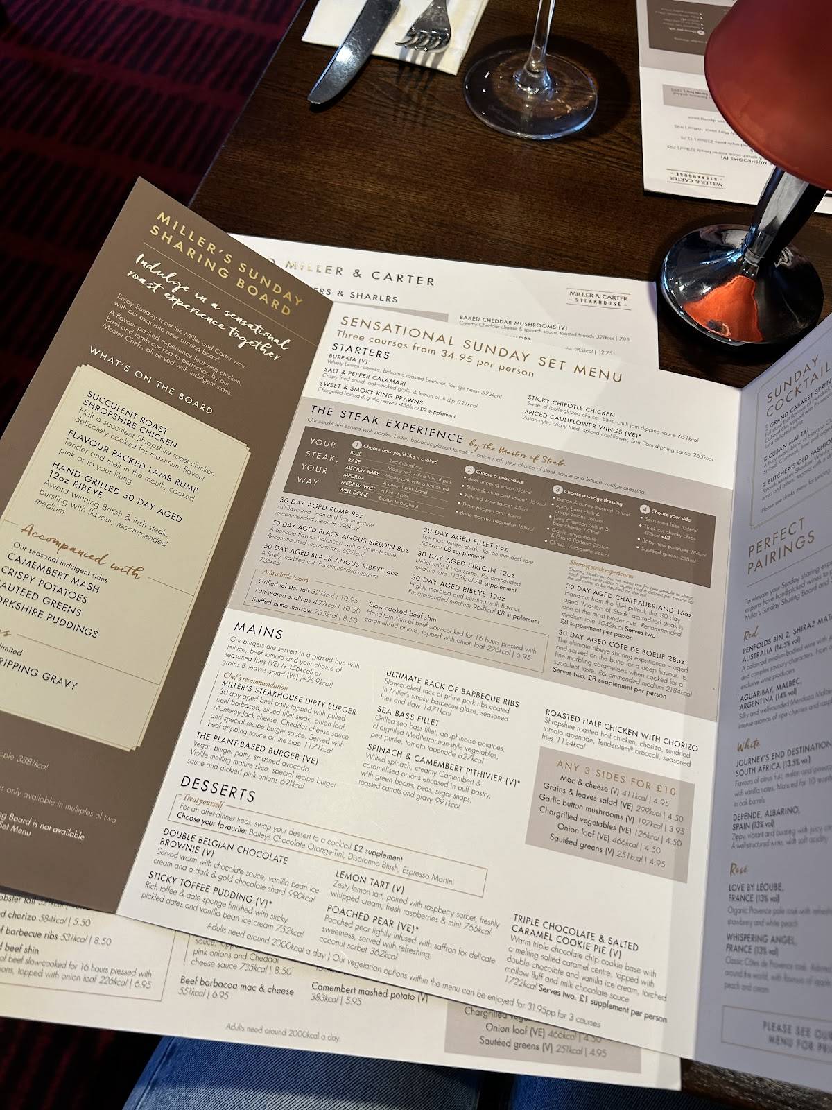 Menu at Miller & Carter Bath steakhouse, Bath