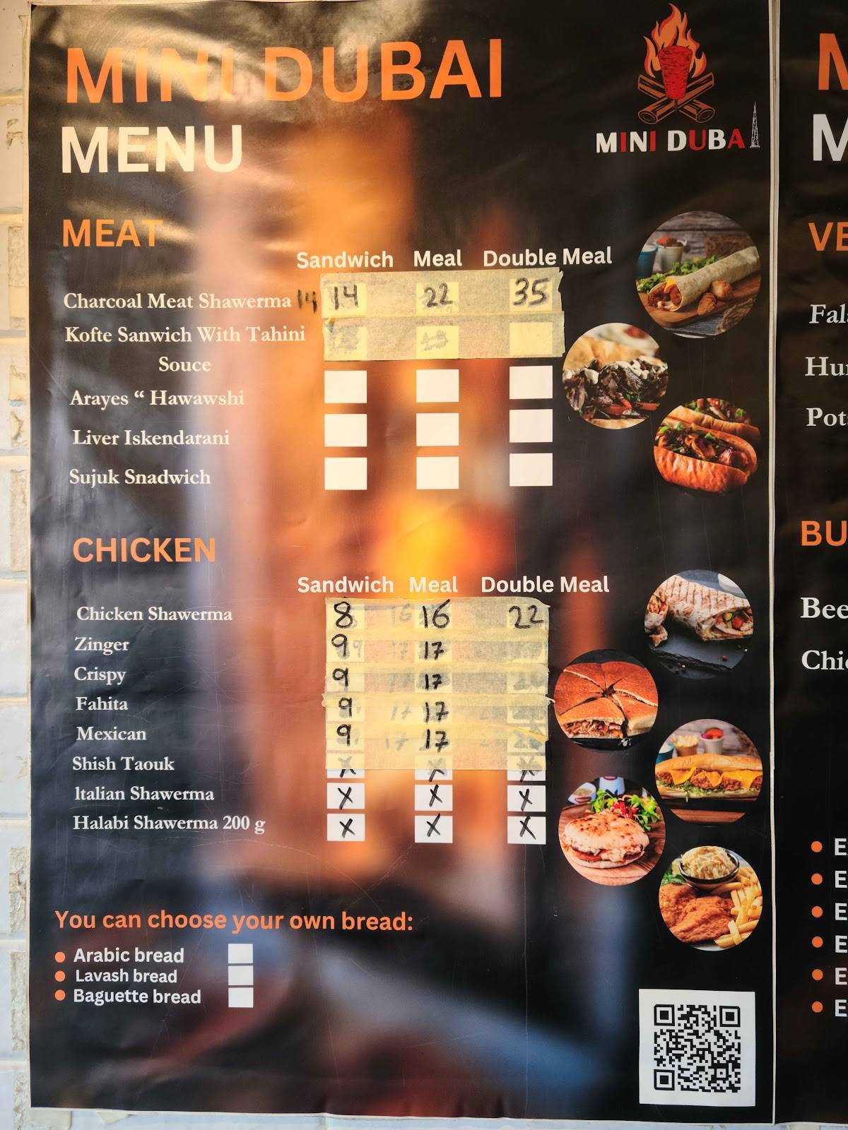Menu at Mini Dubai restaurant, Tbilisi