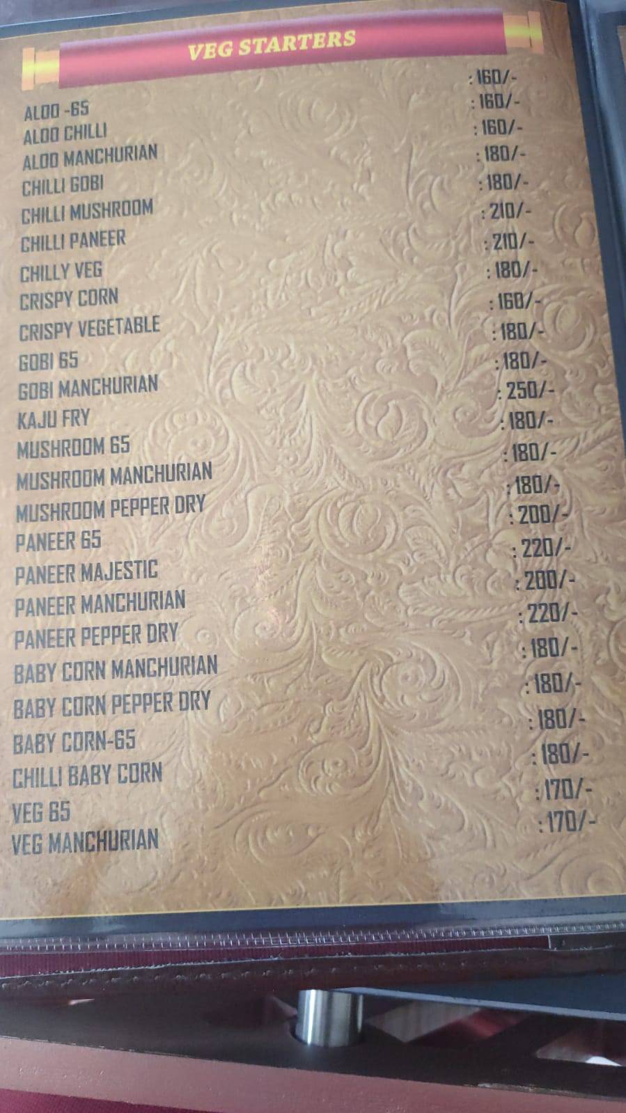 Menu at Mirchi Maharaj, Bengaluru, 17th Cross Rd