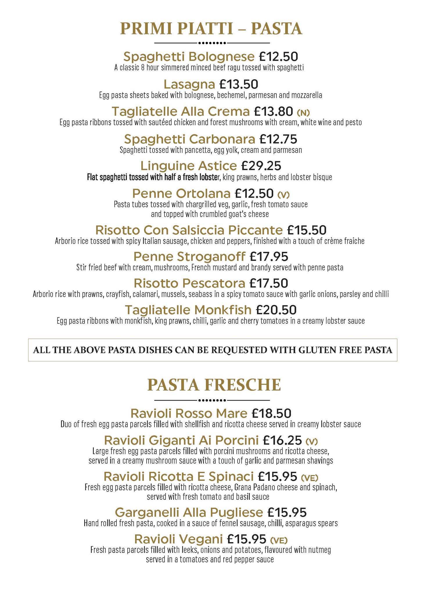 Menu at Capri Mirfield restaurant, Mirfield