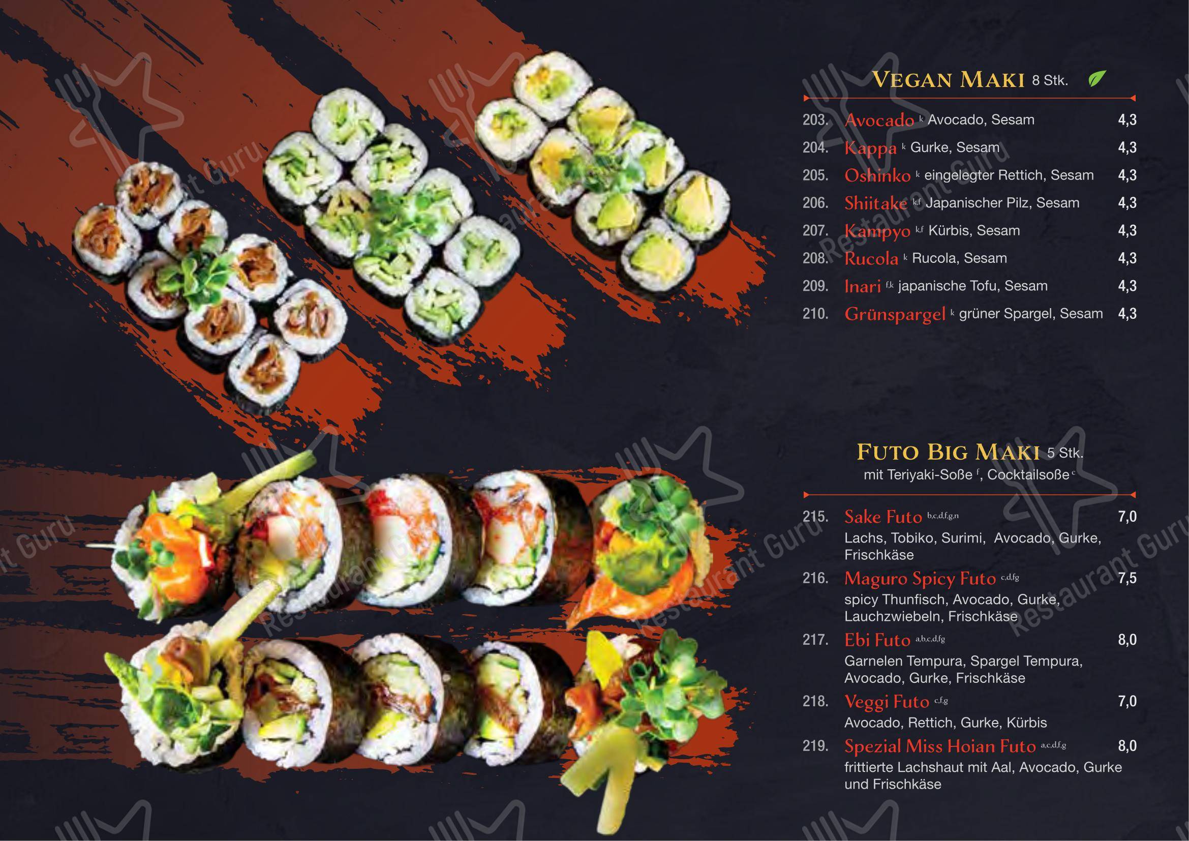Carta de Miss Hoi An – Asian Restaurant, Landau an der Isar
