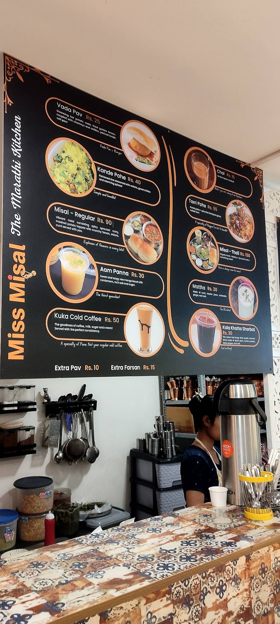 Menu at Miss Misal, Bengaluru