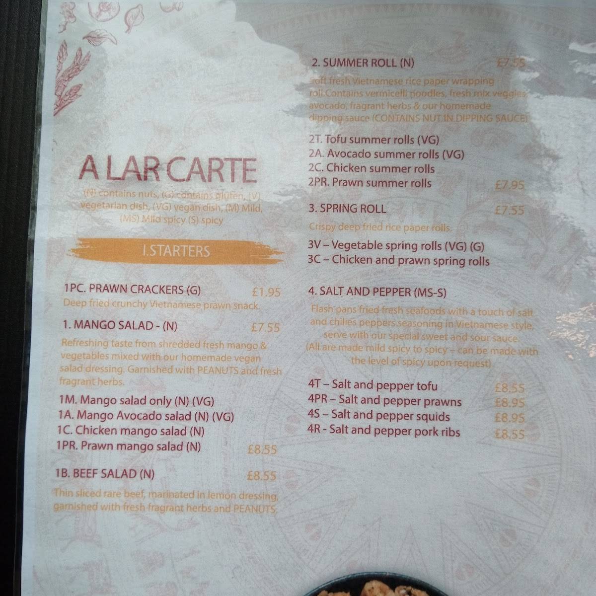 Menu at Miss Vietnam Restaurant, Biggleswade