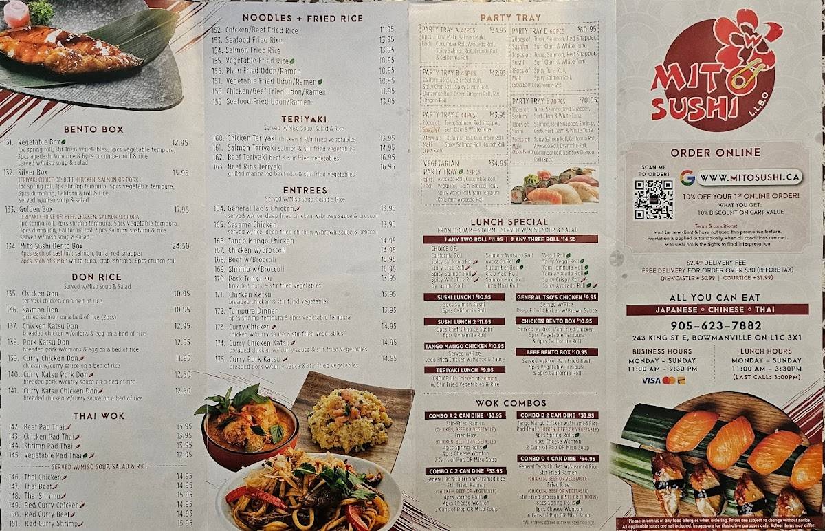 Menu at Mito Sushi Bowmanville Mall restaurant, Bowmanville