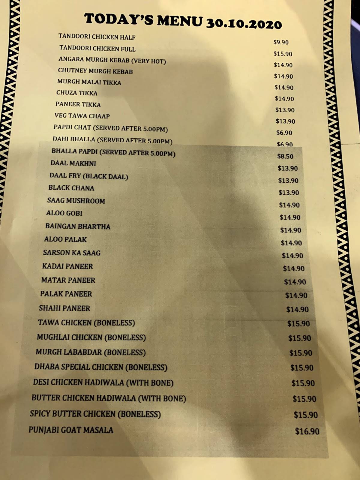 Menu at Mitran Da Dhaba Blacktown restaurant, Blacktown