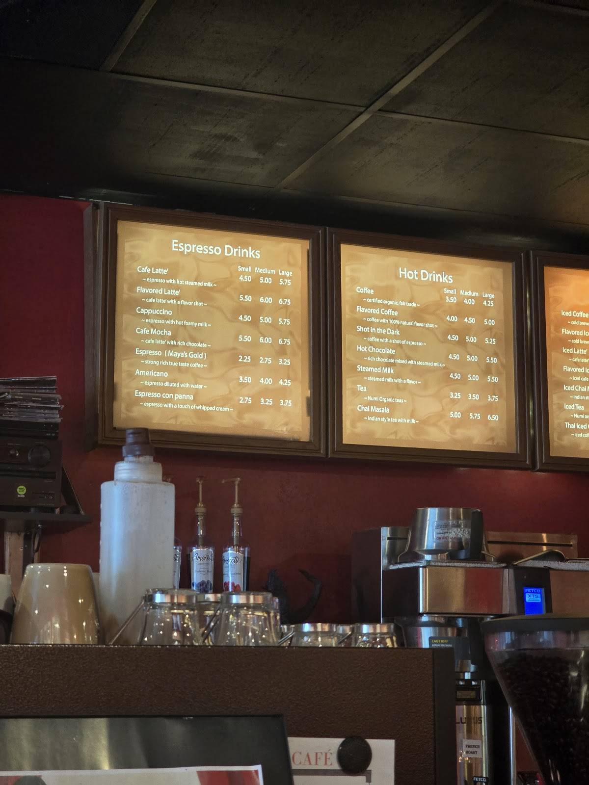 Menu at Mocha Maya's Coffee House, Shelburne Falls