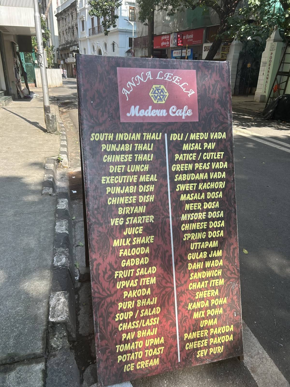 Menu at Modern Cafe, Mumbai, Lentin Chamber