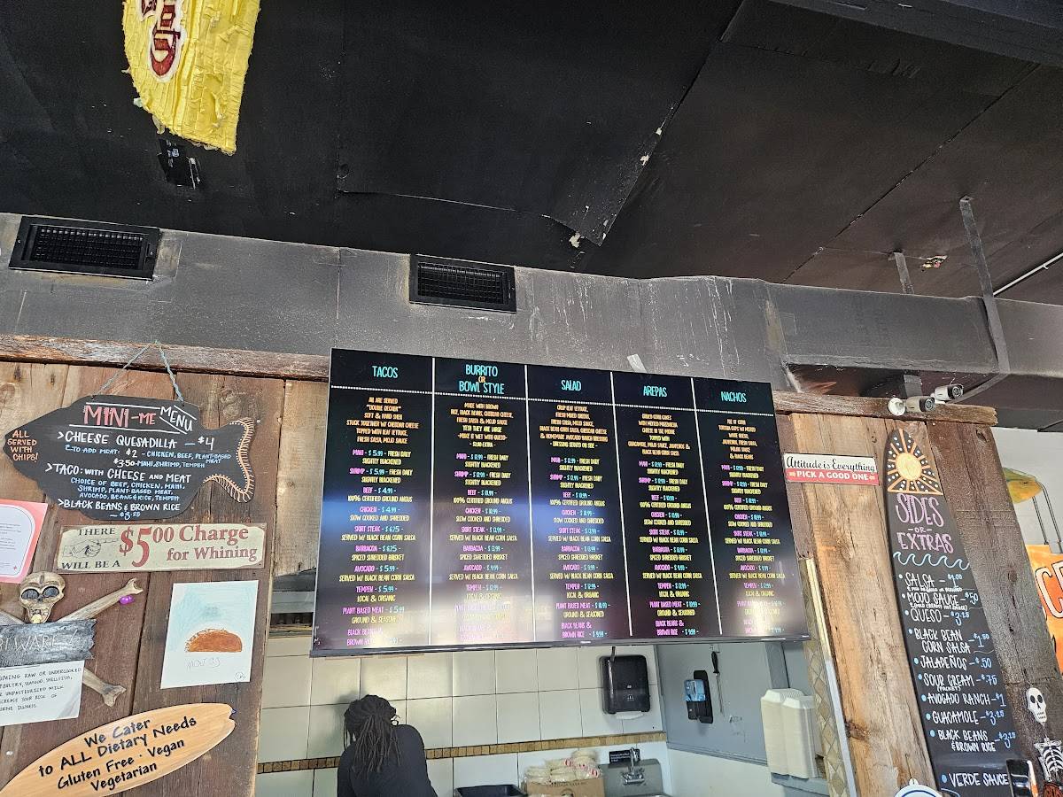 Menu at Mojo's Tacos restaurant, St. Augustine, 551 Anastasia Blvd #4572