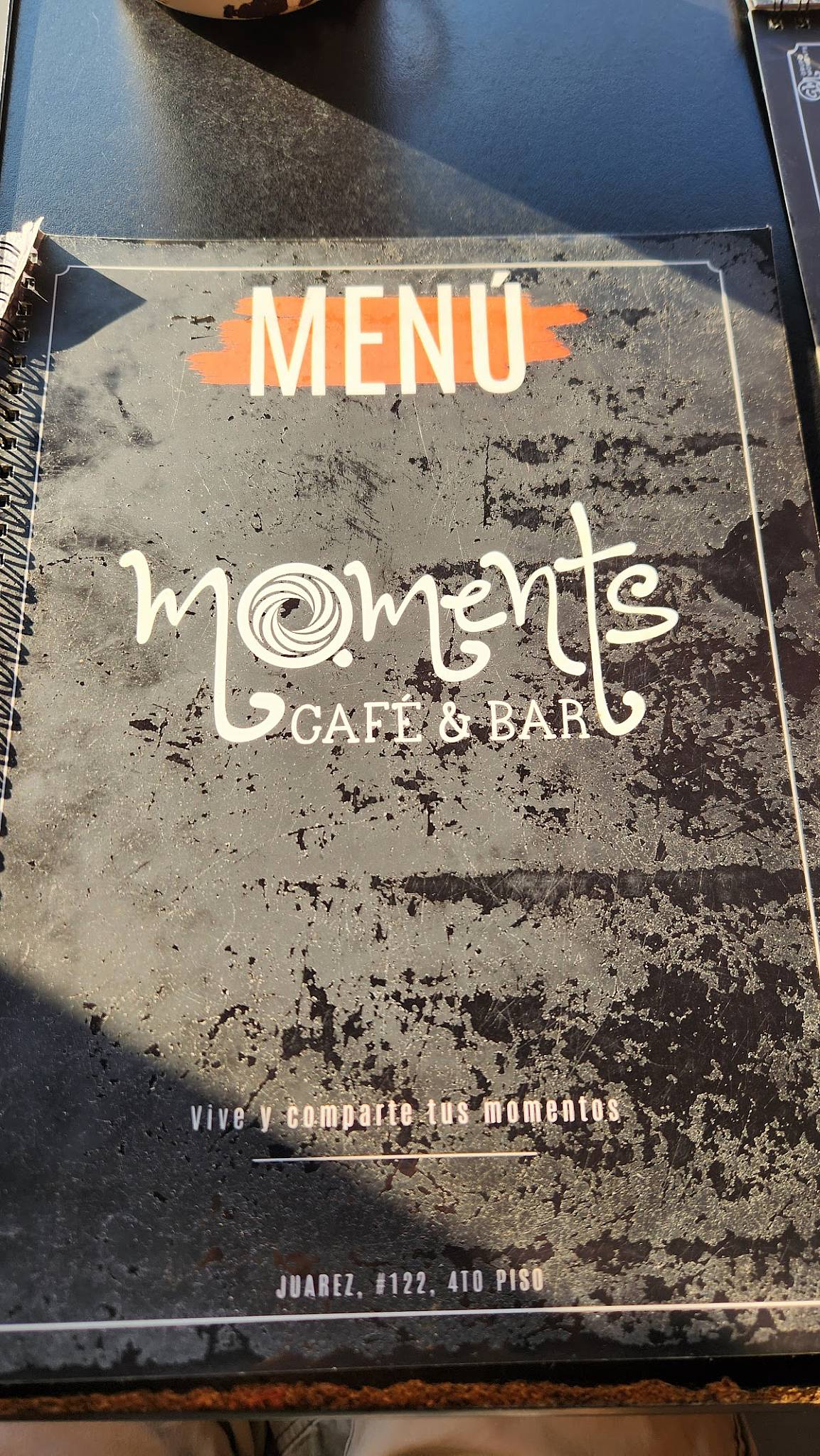 Menu at Moments Café & Bar, Puerto Vallarta