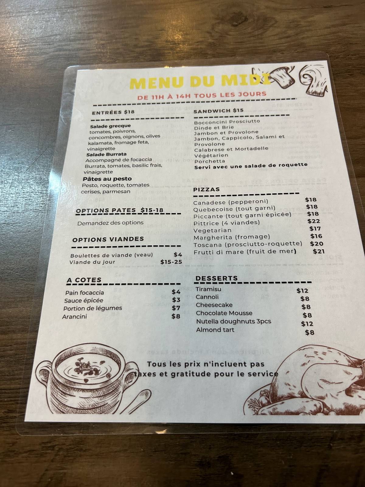 Menu at Mon beau pays restaurant, Châteauguay