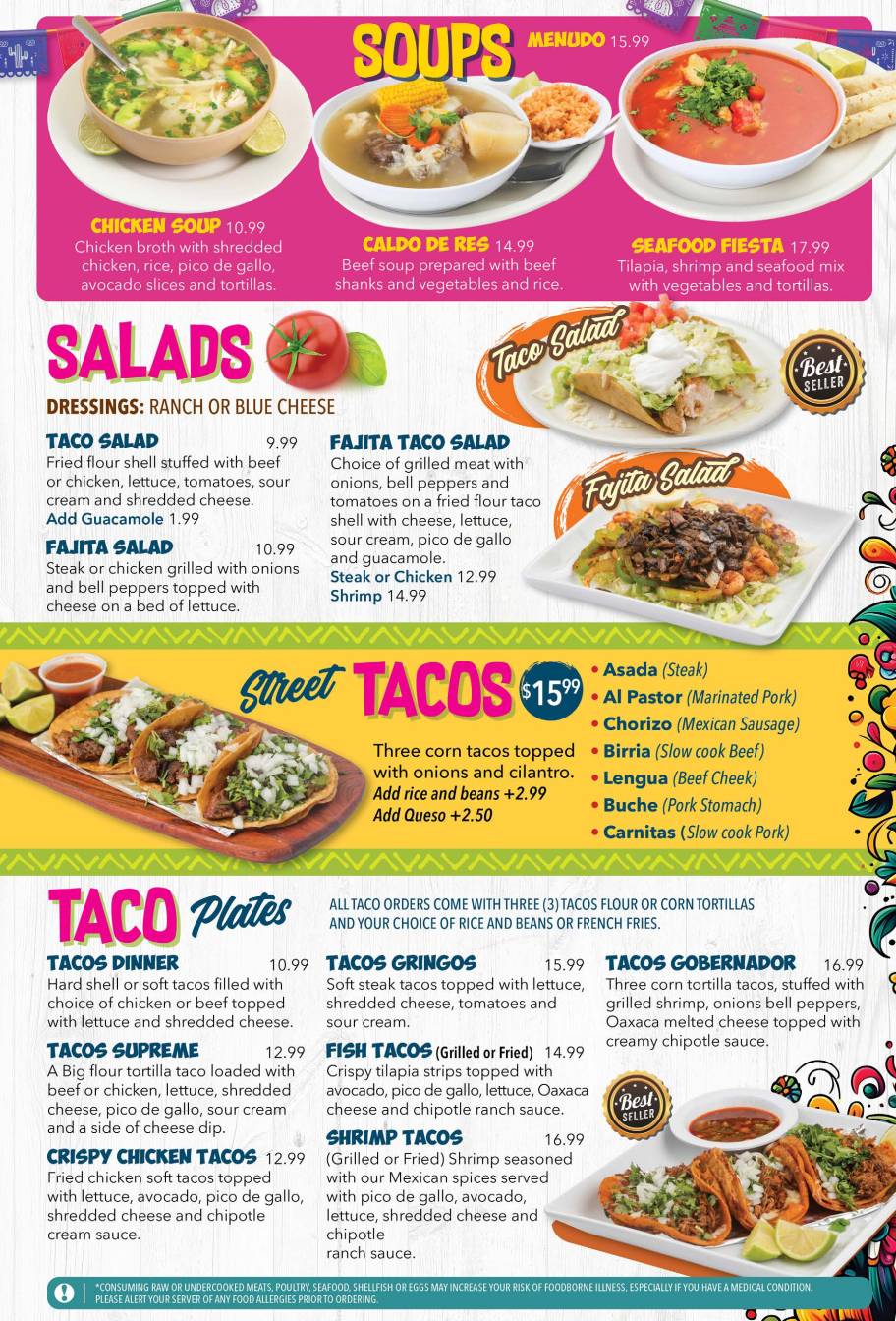 Menu at Monterrey Bar and Grill, D'Iberville