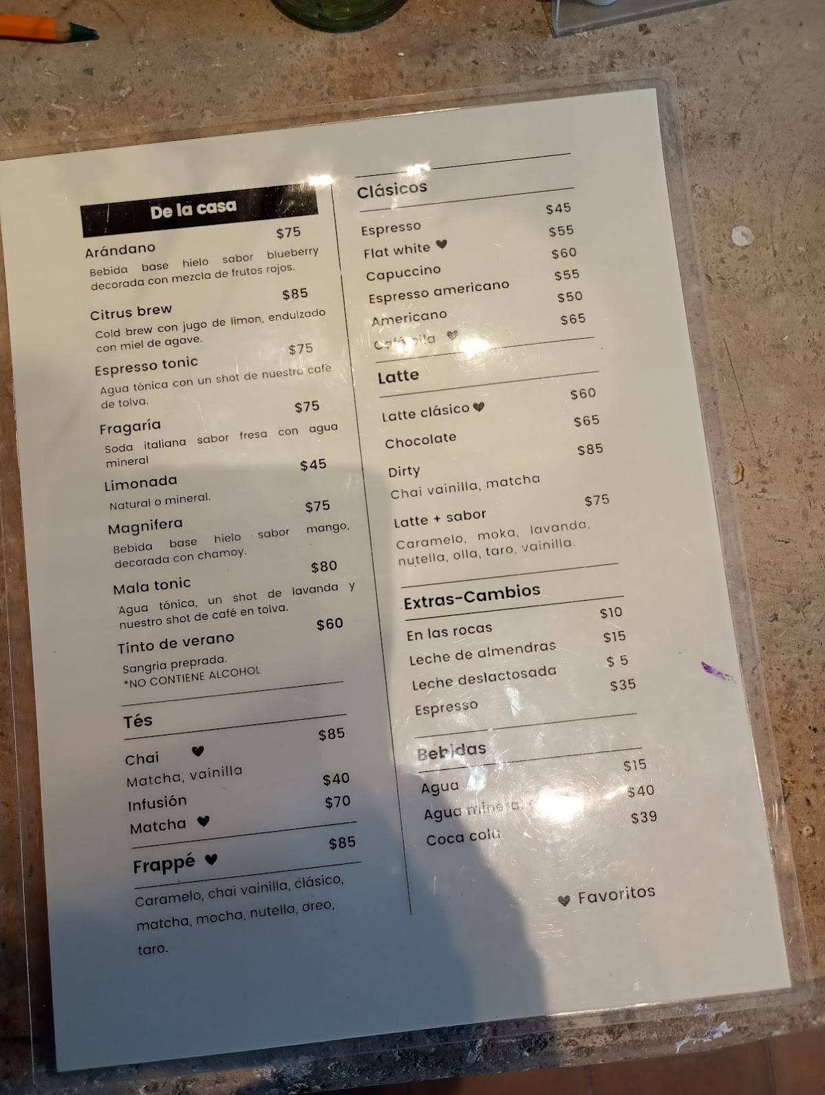Carta del pub y bar MALA HIERBA, Monterrey