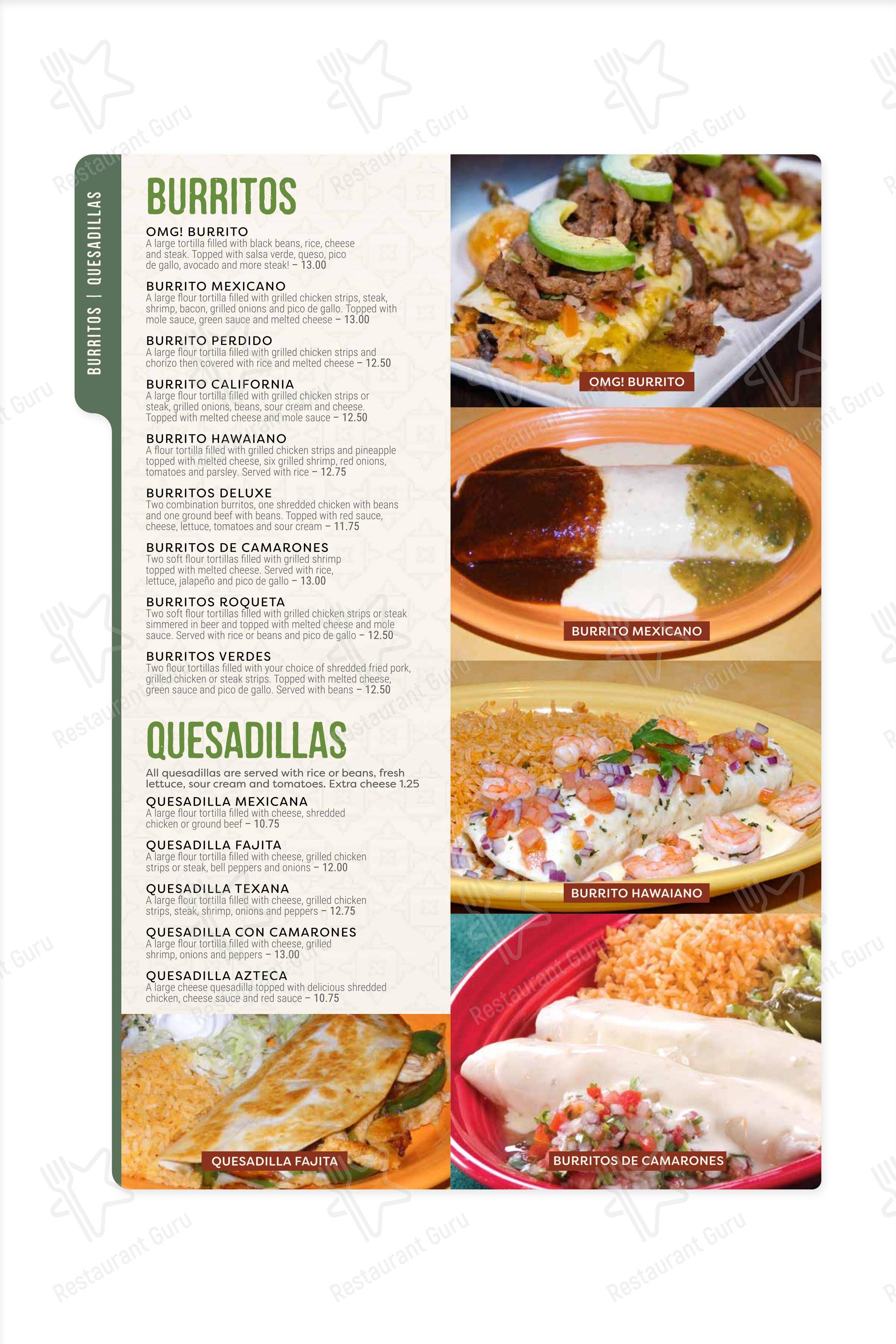 Menu at Monterrey Mexican Grill restaurant, Reidsville