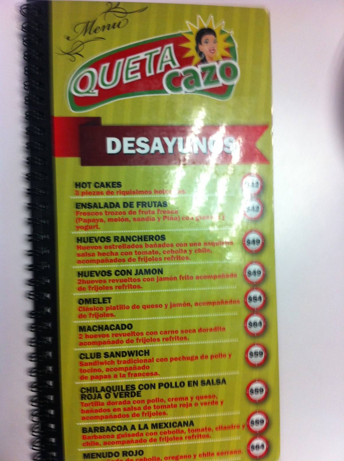 Carta del restaurante QUETA cazo, Monterrey