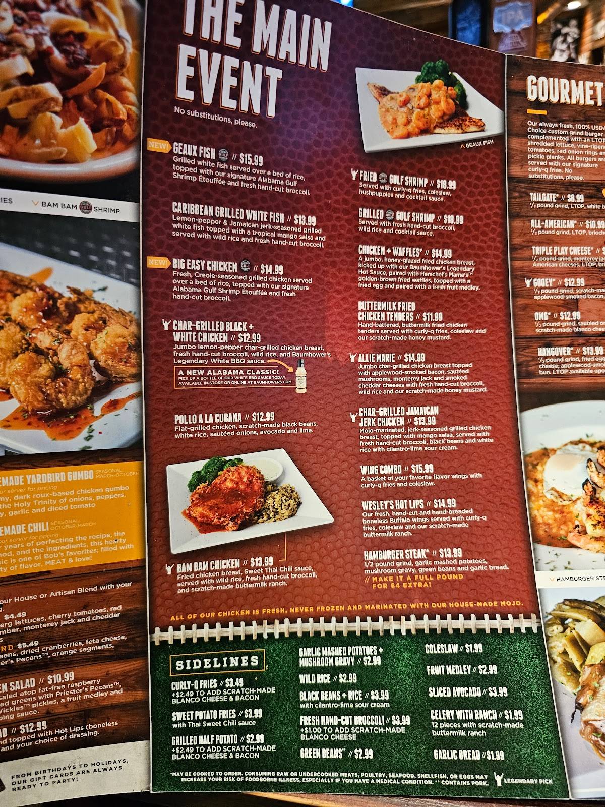Menu at Baumhower's Victory Grille pub & bar, Montgomery
