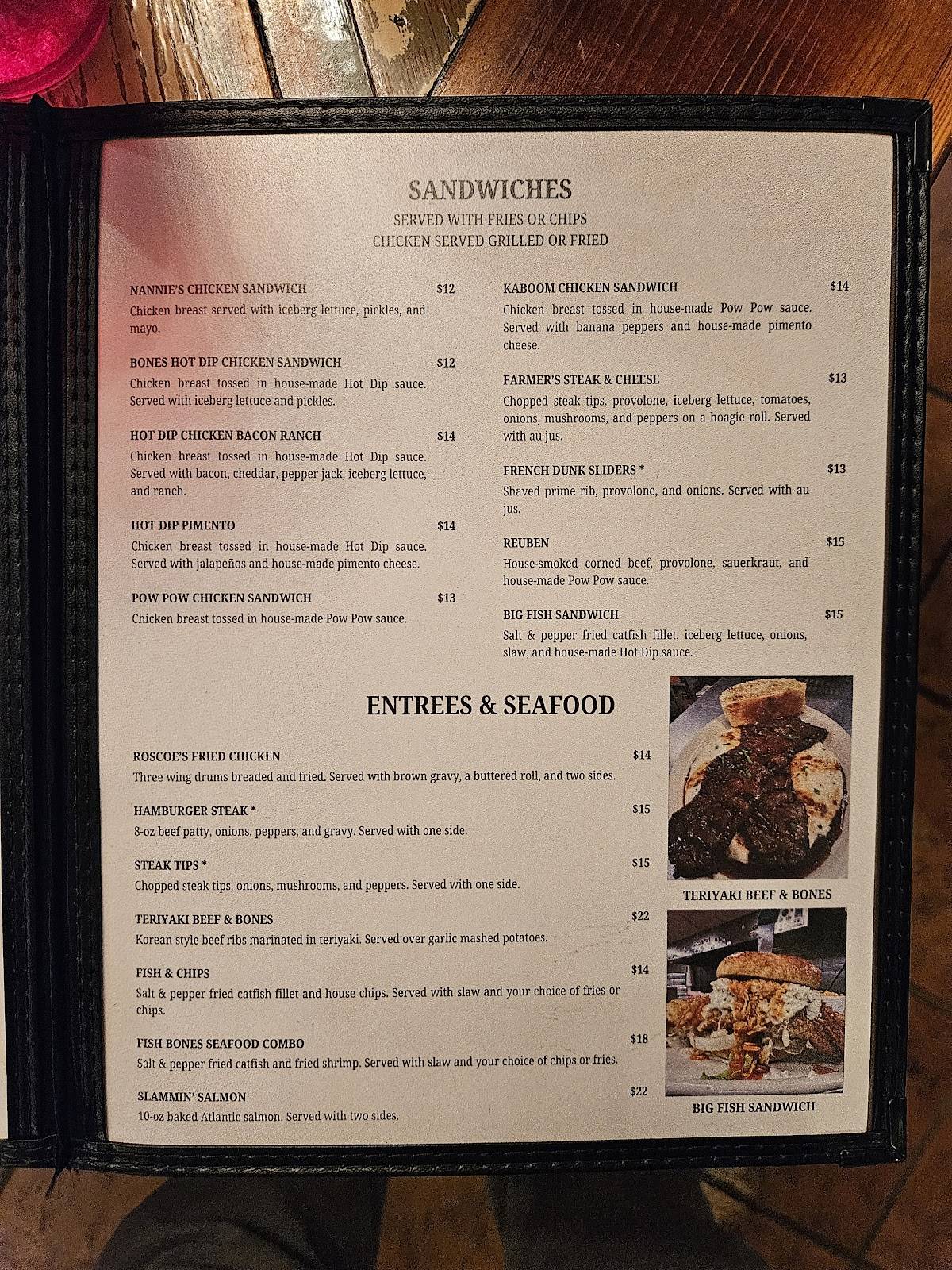 Menu at Bones Jones Burgers and Butchery steakhouse, Morganton