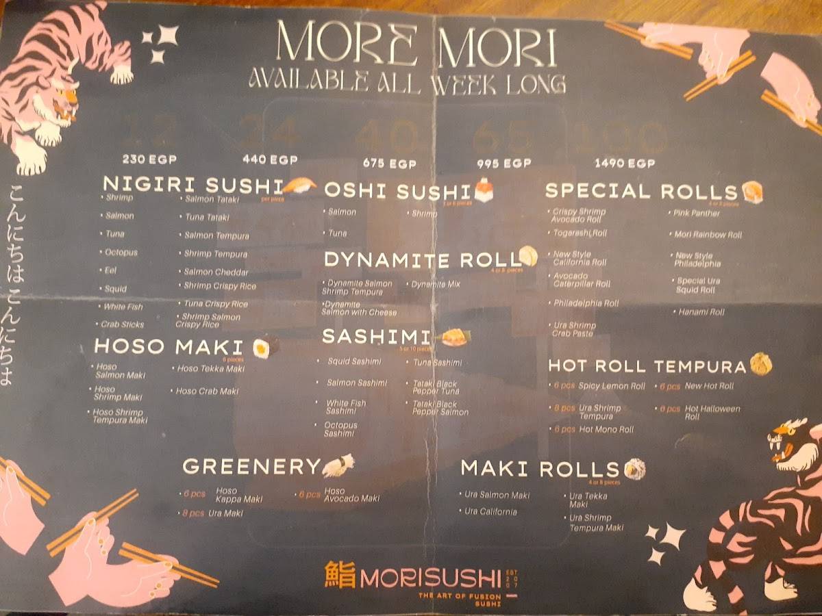 Menu au Mori Sushi - City Stars restaurant, Nouveau Caire, 38FV+FVX