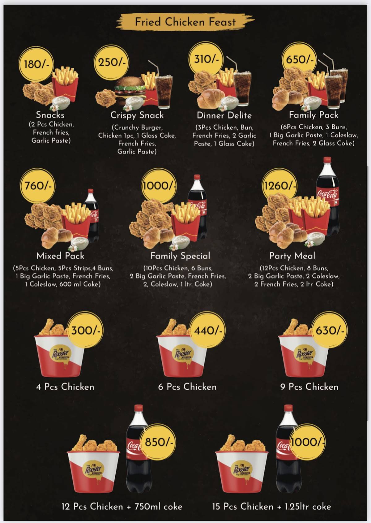Menu at The Rooster, Mormugao, Prime Harmony