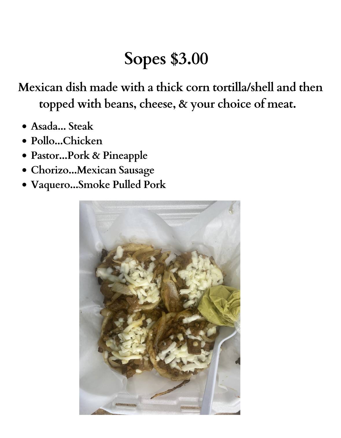Menu at El Gordo restaurant, Morristown