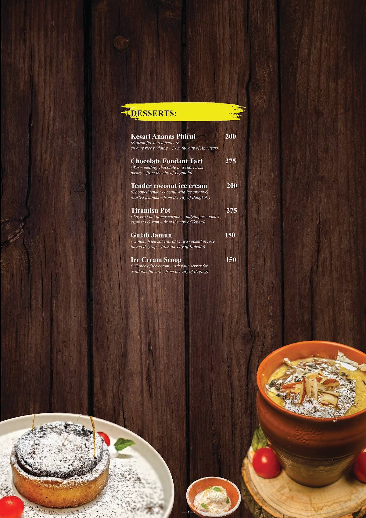 Menu at Mortar & Pestle, Reis Magos