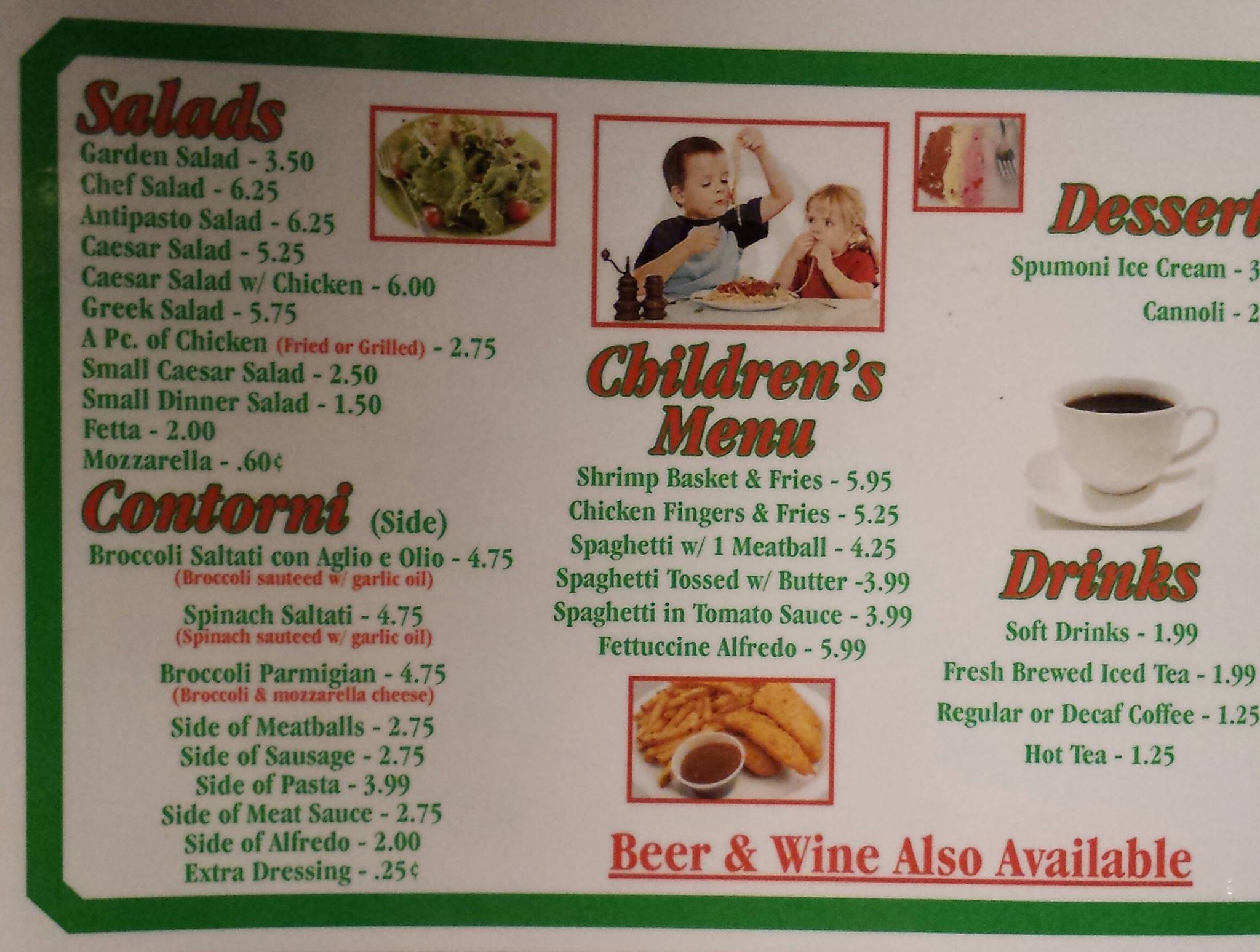 Menu at Moschello's Pizza pizzeria, Homosassa