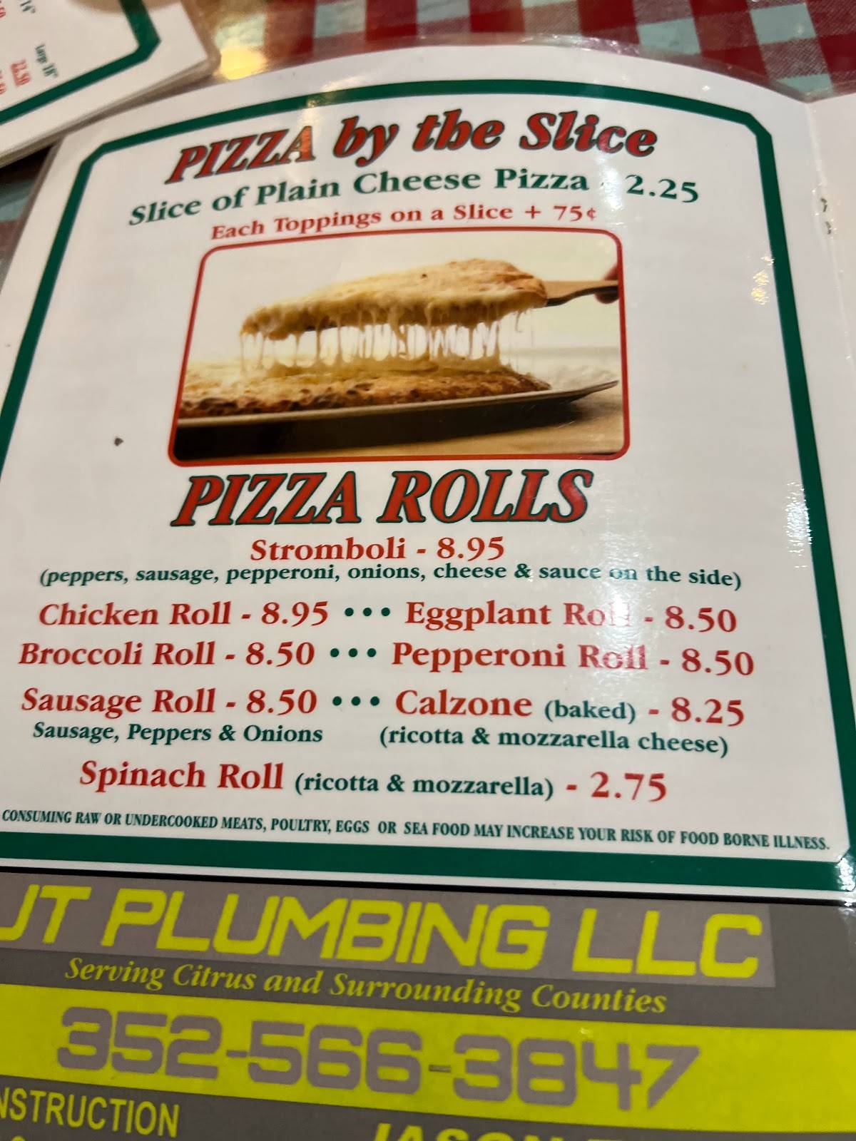 Menu at Moschello's Pizza pizzeria, Homosassa