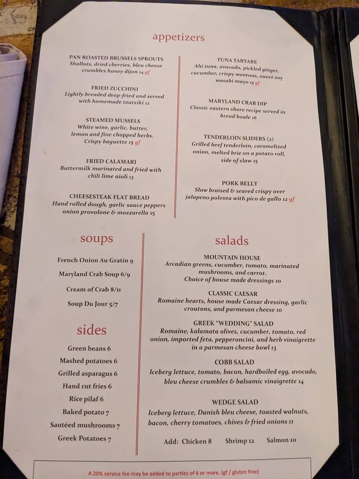 Menu at Mountain Branch Grill & Pub, Edgewood