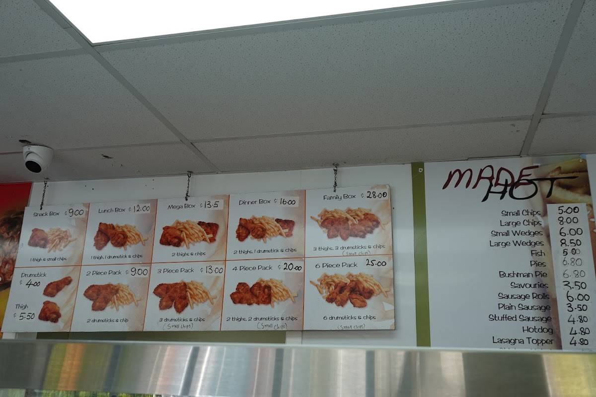 Menu at Mountain View Bakery and Hot Food, Pirongia