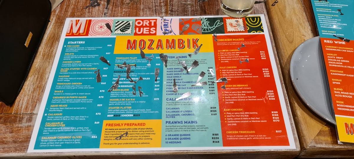 Menu at Mozambik Fourways restaurant, Sandton, Leaping Frog Shopping Centre