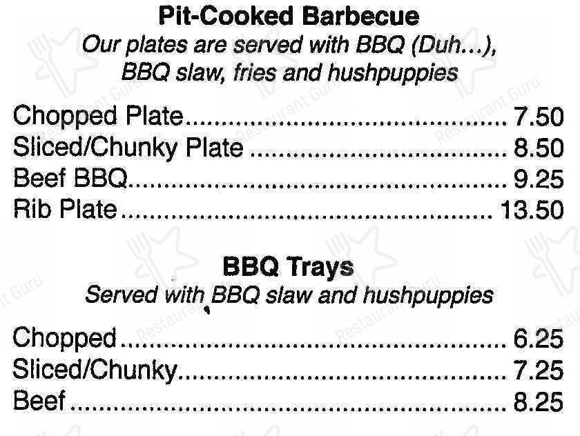 Menu at Mr. Barbecue, Winston-Salem, Peters Creek Pkwy