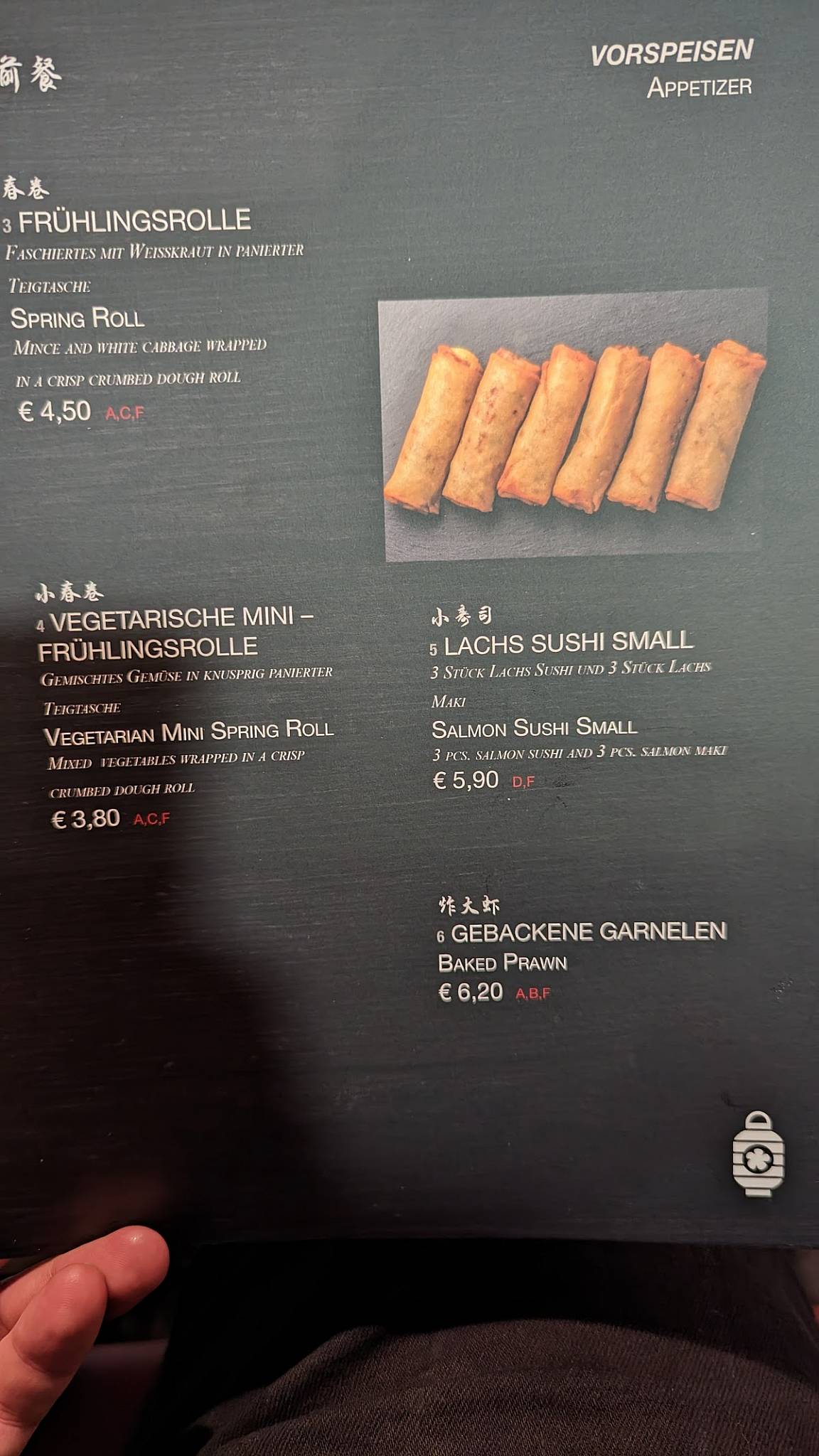 Carta del restaurante Mr. Bin, Graz