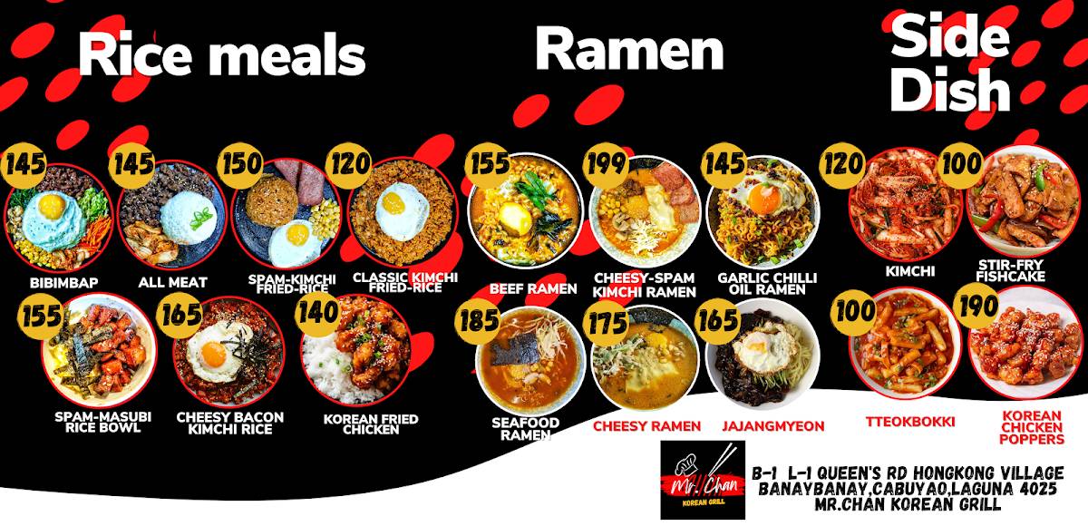 Menu at Mr. Chan Korean Grill and Lemonade restaurant, Cabuyao