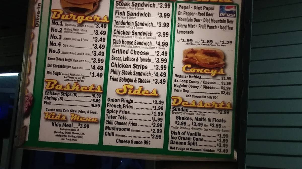 Menu at Mr D's restaurant, Henderson