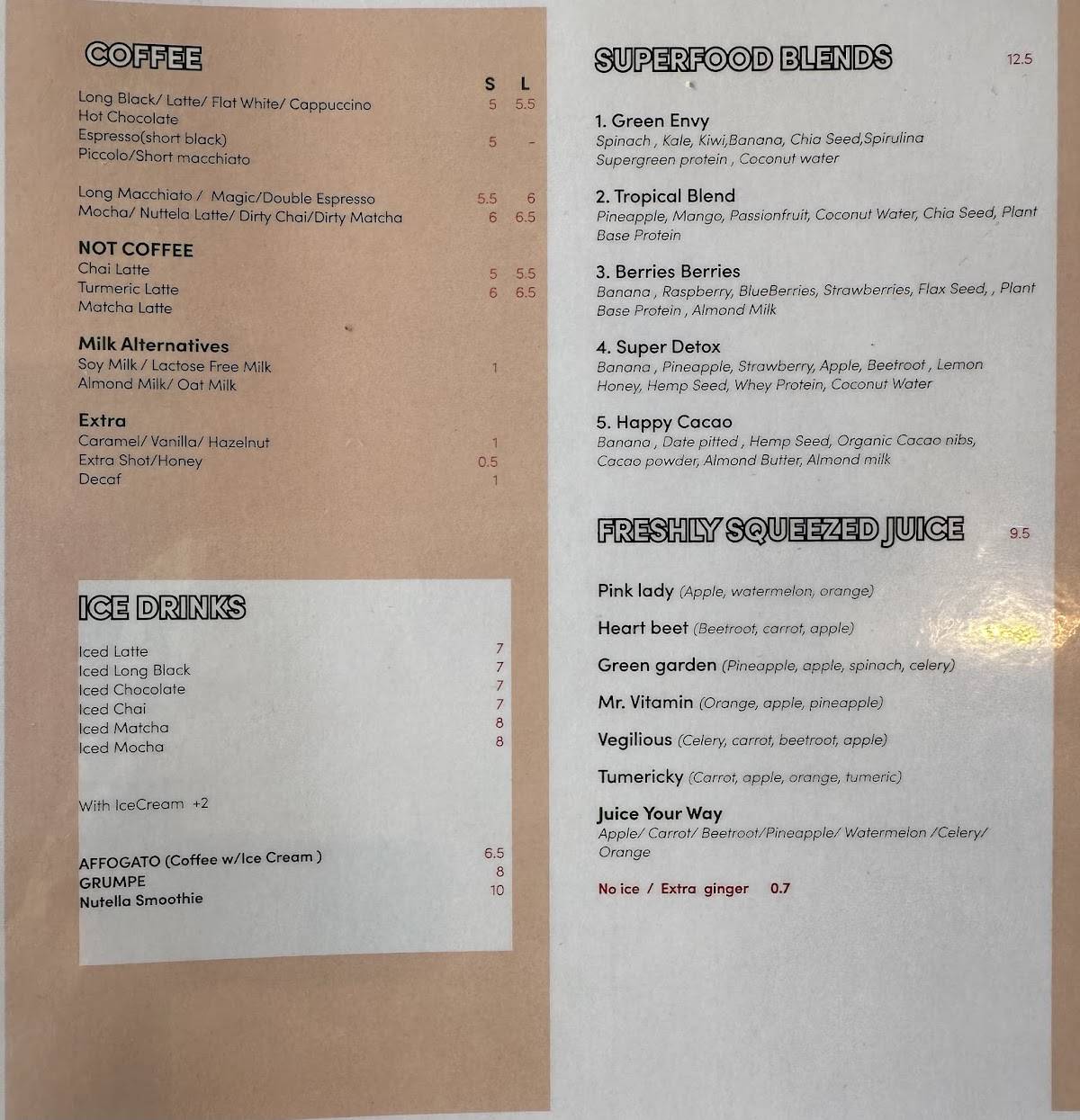 Menu at Mr Grumpy's Cafe, Mulgrave