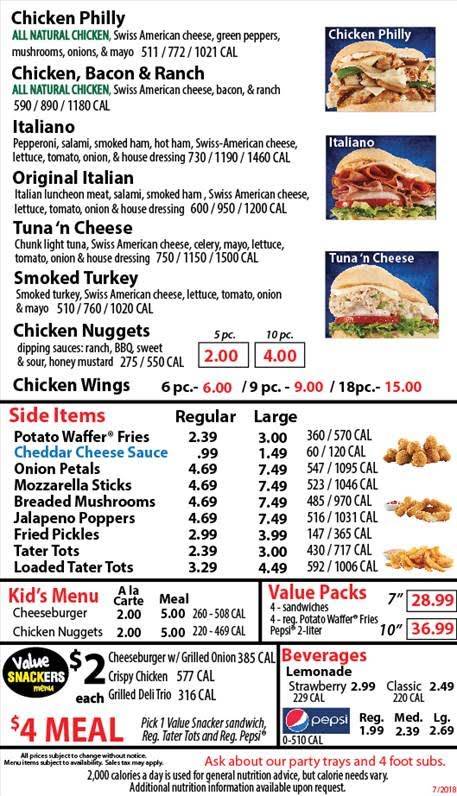 Menu at Mr. Hero restaurant, Painesville, 169 Richmond St