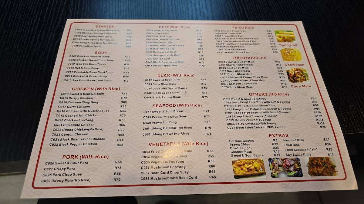 Menu at Mr Panda Chinese Restaurant Middelburg Mall, Middelburg