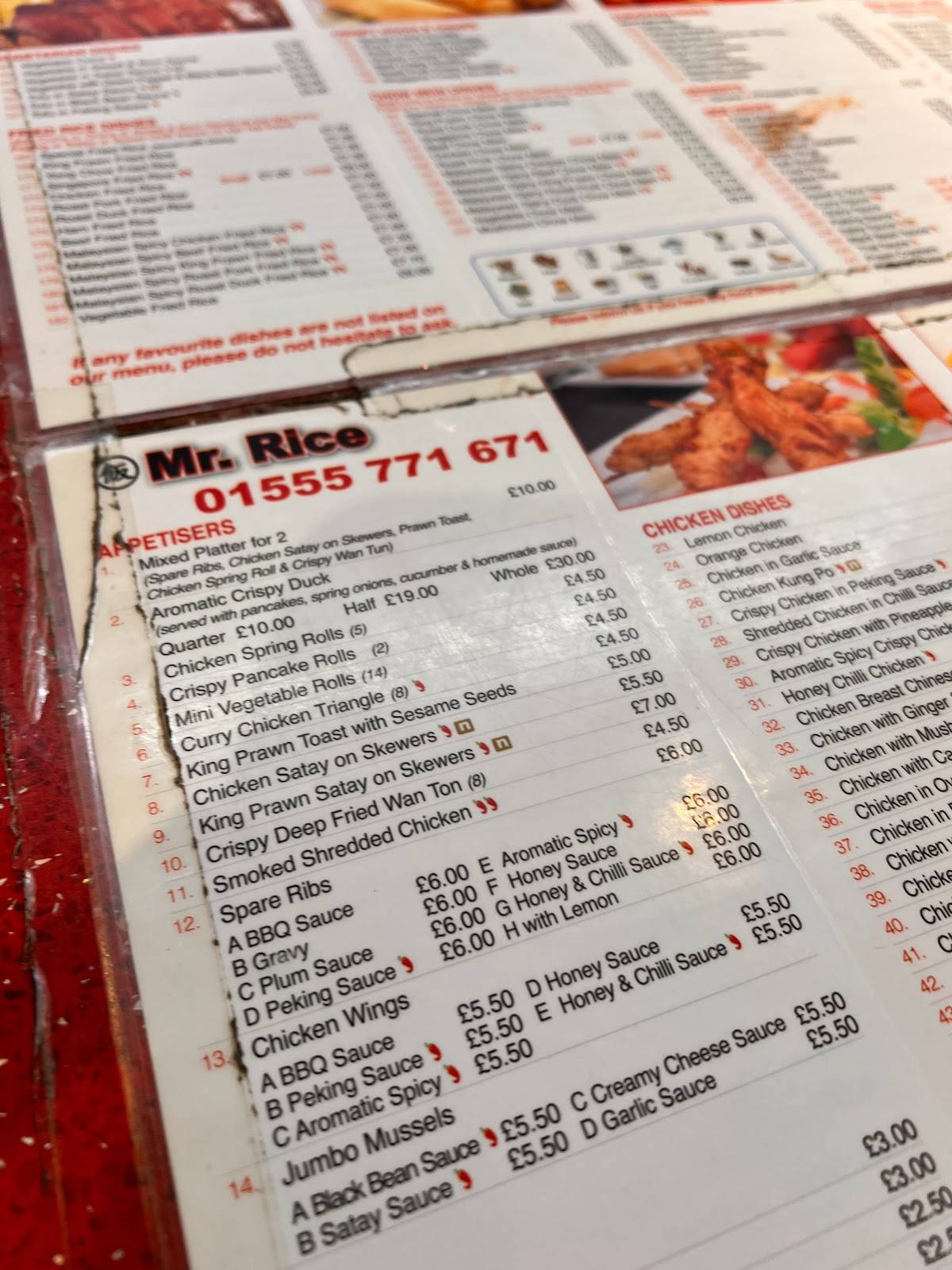 Menu at Mr Rice carluke fast food, Carluke
