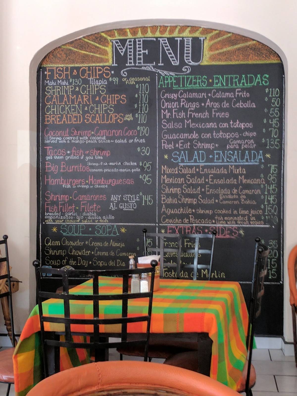 Menu at Mr. & Mrs. Fish restaurant, Bucerías
