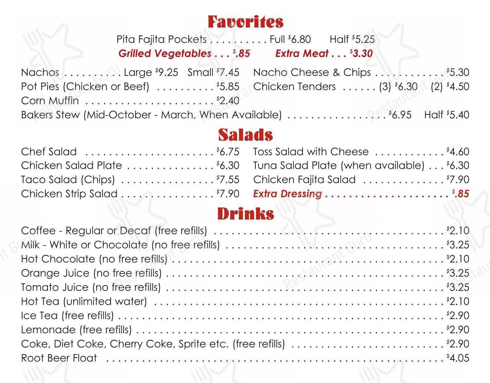 Menu at Mrs. Wick's Restaurant & Pie Shop, Winchester
