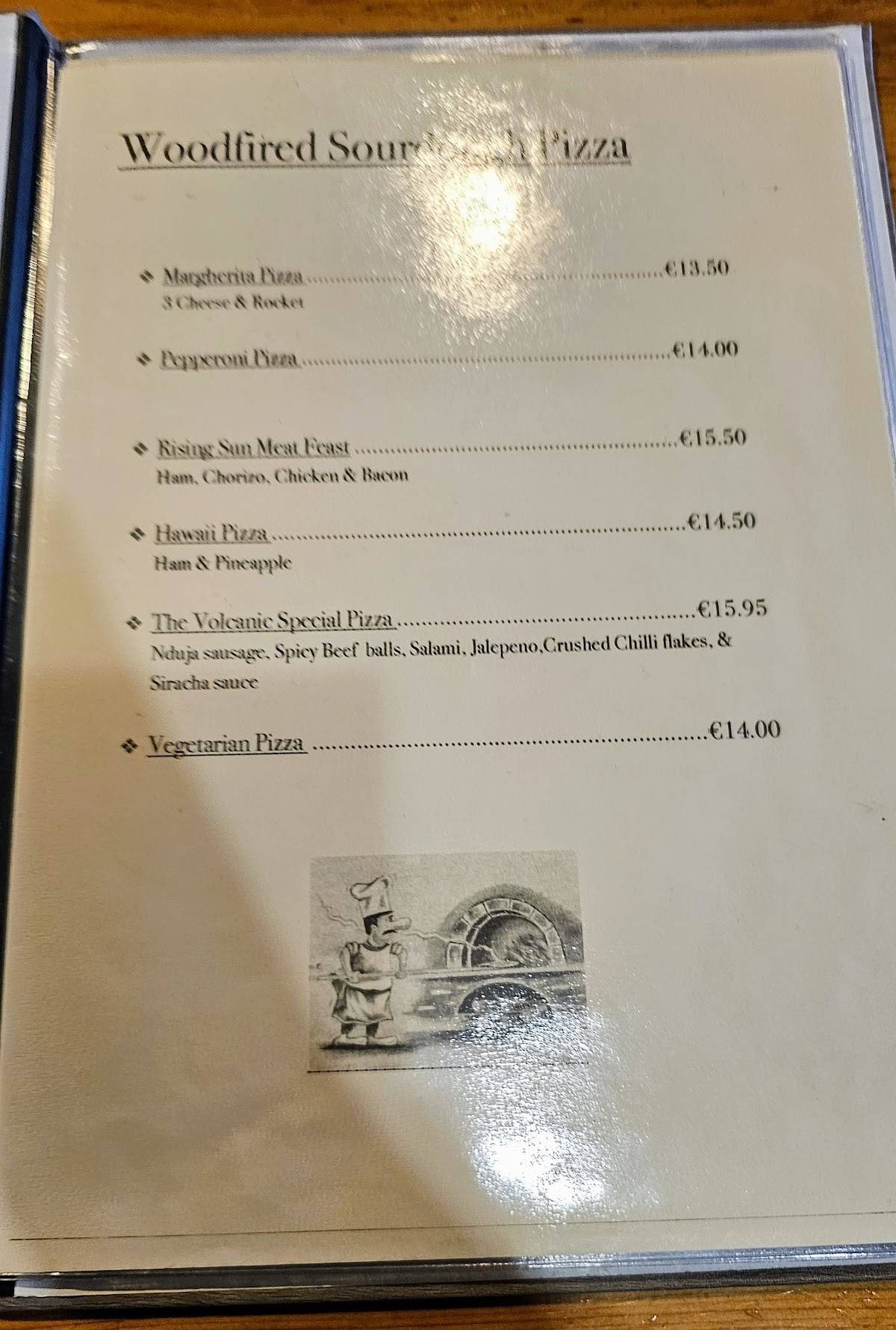 Menu at The Rising Sun restaurant, Mullinavat, Main Street